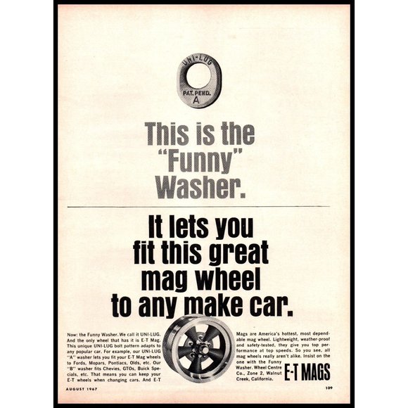 E-T Mags | Art | 967 Et Mags Unilug Vintage Print Ad Mag Wheels Man ...